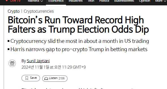Bloomberg: Trump's election odds of victory drop in betting markets ...