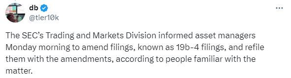 미 SEC, ETH 현물 ETF 19b-4 서류 업데이트 요청 - 코인니스