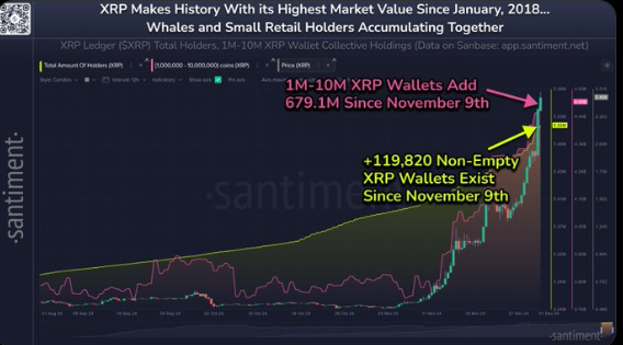 리플 고래들, 3주간 $16억 XRP 매집 - 코인니스