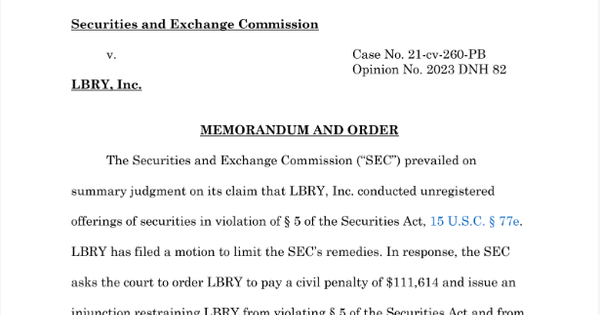 美 법원 "SEC의 LBRY 제재 조치는 정당...토큰 증권성 판단은 보류" - 코인니스