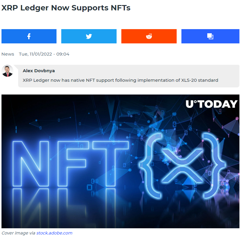 XRP 렛저 메인넷서 NFT 생성 가능 - 코인니스