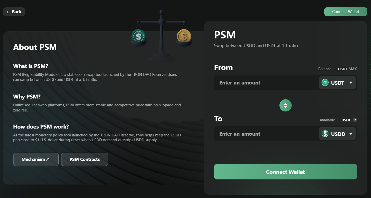 트론다오리저브, USDT-USDD 스왑툴 PSM 출시 - 코인니스